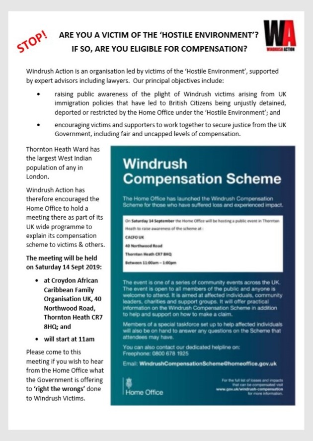 Windrush Compensation Event – Croydon African Caribbean Family ...